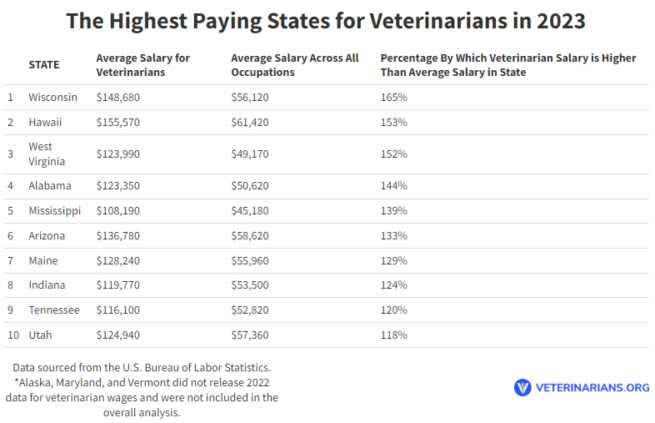 Veterinarian Salary in 2024: The Highest and Lowest Paying U.S. States ...